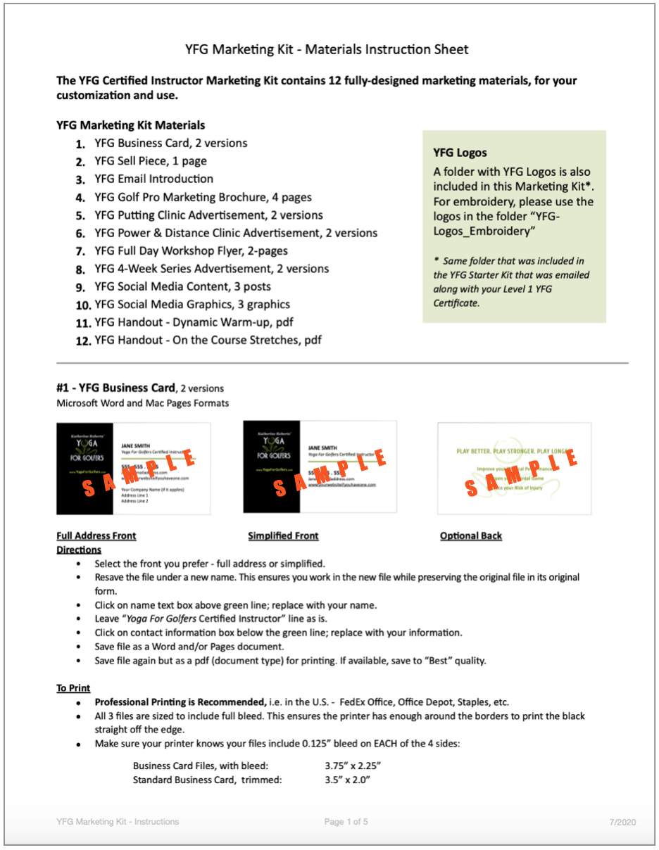 YFG Marketing Kit – Human Performance for Sports